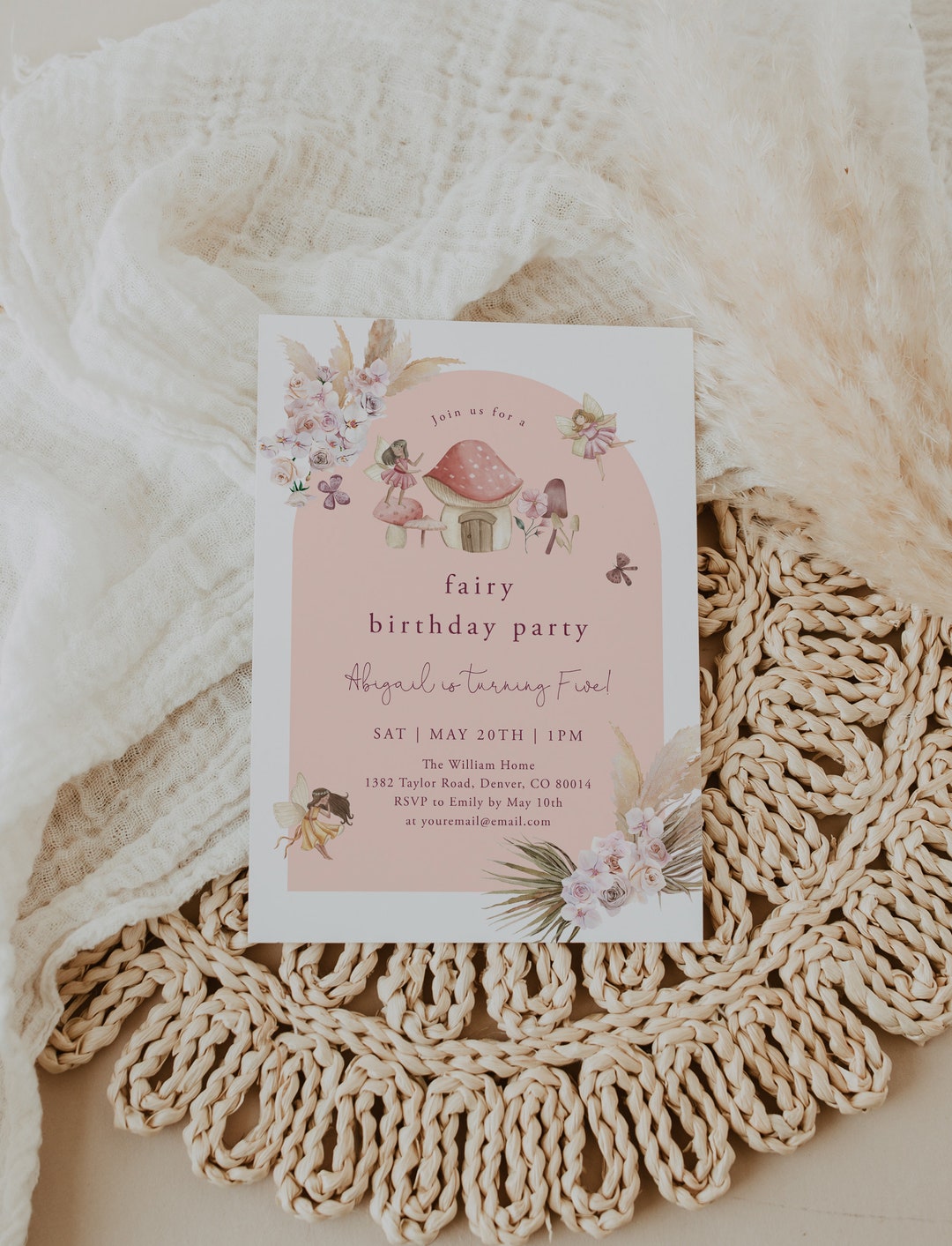 Fairy Birthday Party Invitation for Any Age, Magical Fairytale Birthday ...