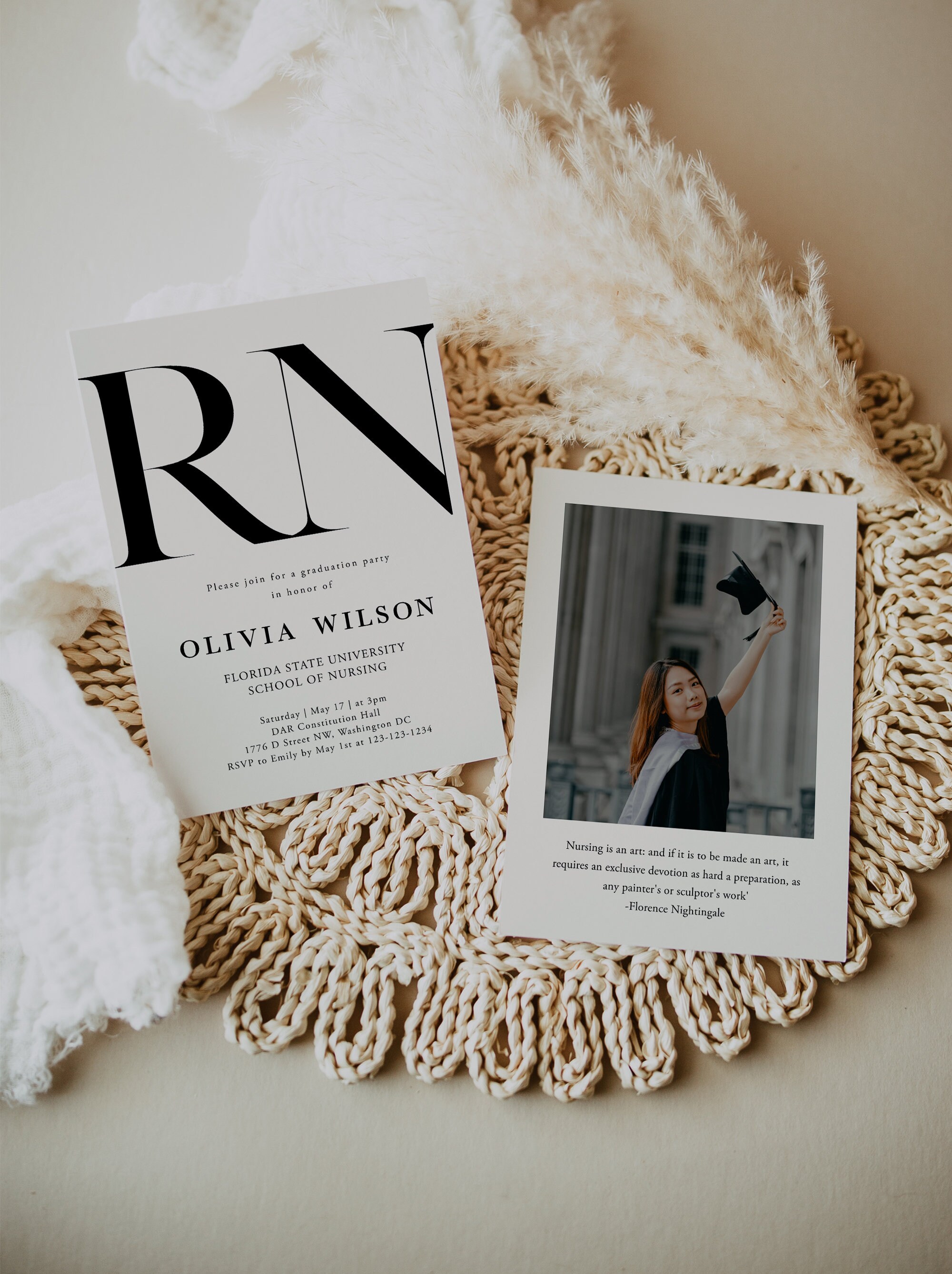 Modern RN Graduation Invitation: Minimalist Nursing Party (editable ...