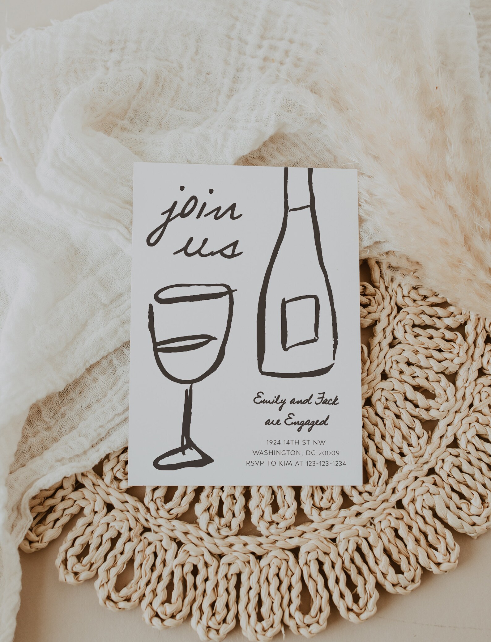 Party Invitation for Any Event, Wine, Engagement Party, Join Us, Dinner ...