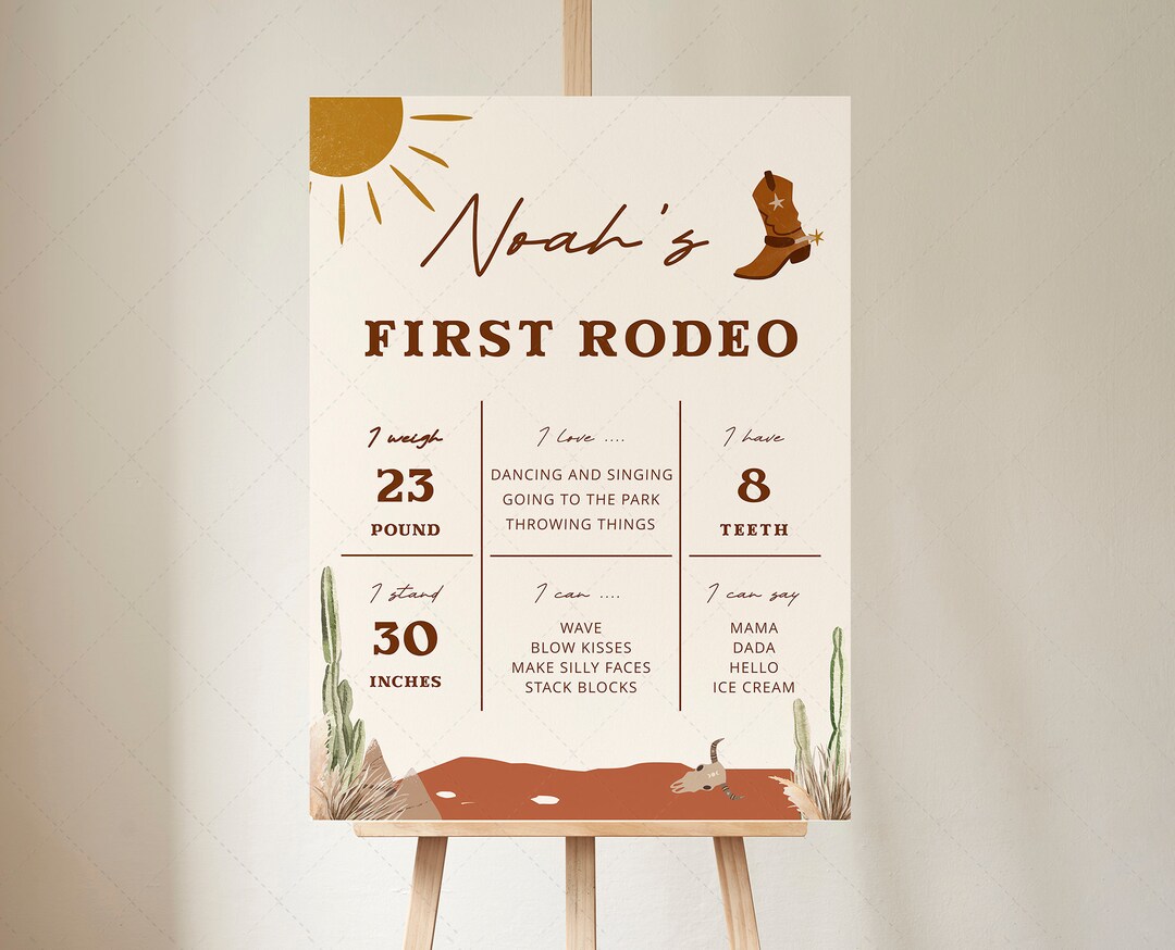 18x24 One Year Sign Template, Rodeo First Birthday, Cowboy, Wild West ...