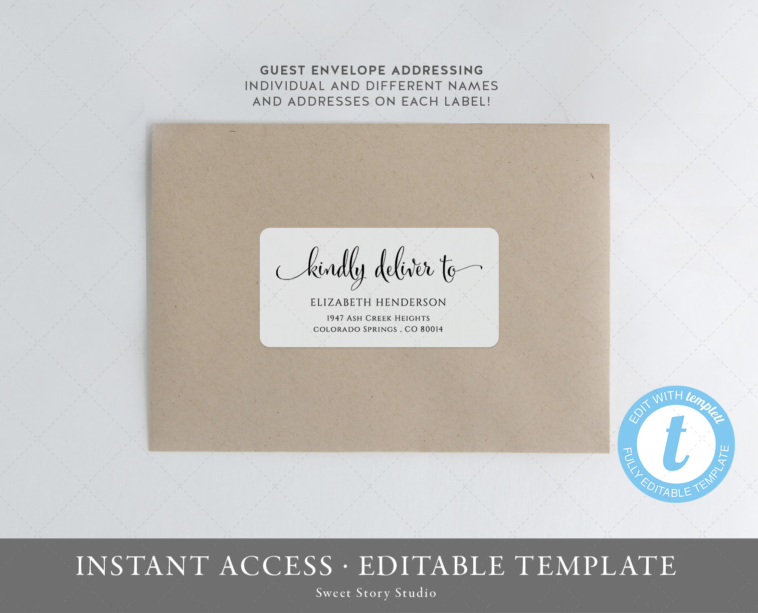 Wedding Guest Addressing, Return Address Label Template Set | Instant ...