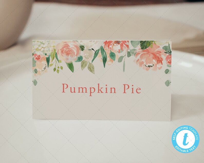 Editable Floral Food Tent Card Instant Download Printable - Etsy