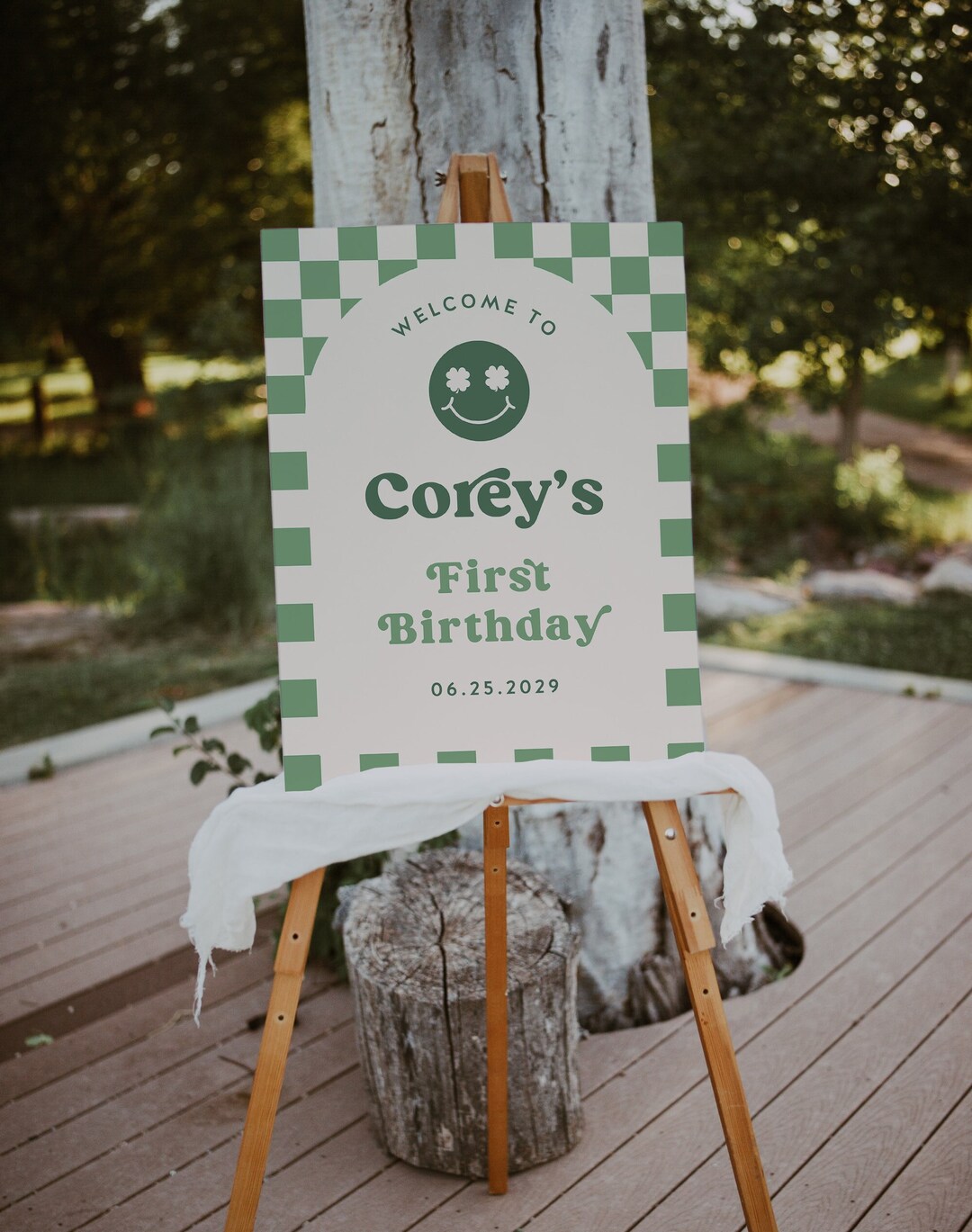 Lucky One Birthday Welcome Sign Template: Retro St. Patrick's Day 18x24 ...