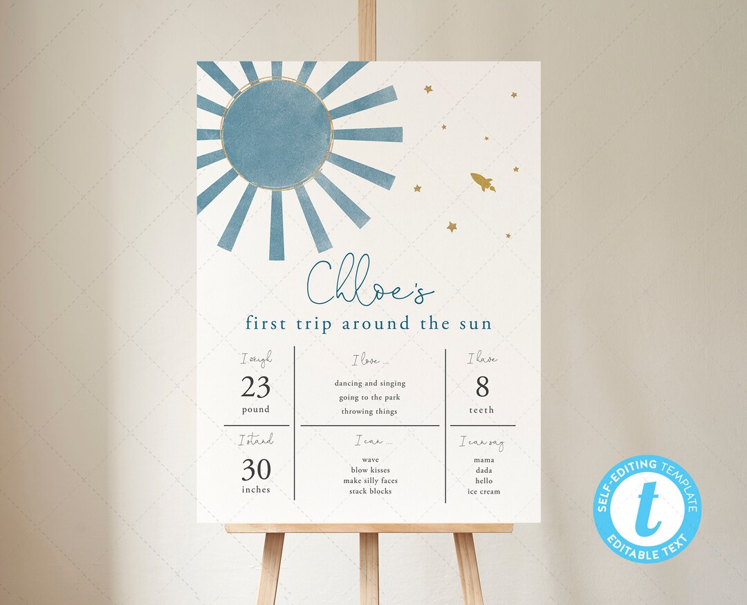 18x24 One Year Sign Template Sun First Birthday Trip Around - Etsy