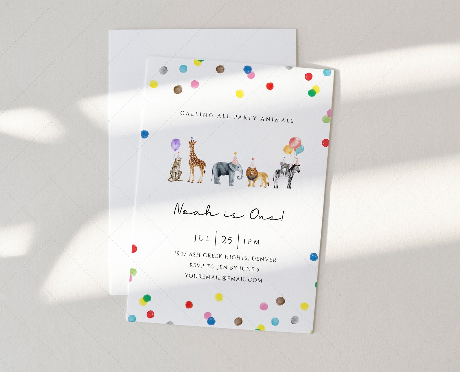 Party Animals Birthday Invitation Card , Wild One Animals Invitation ...