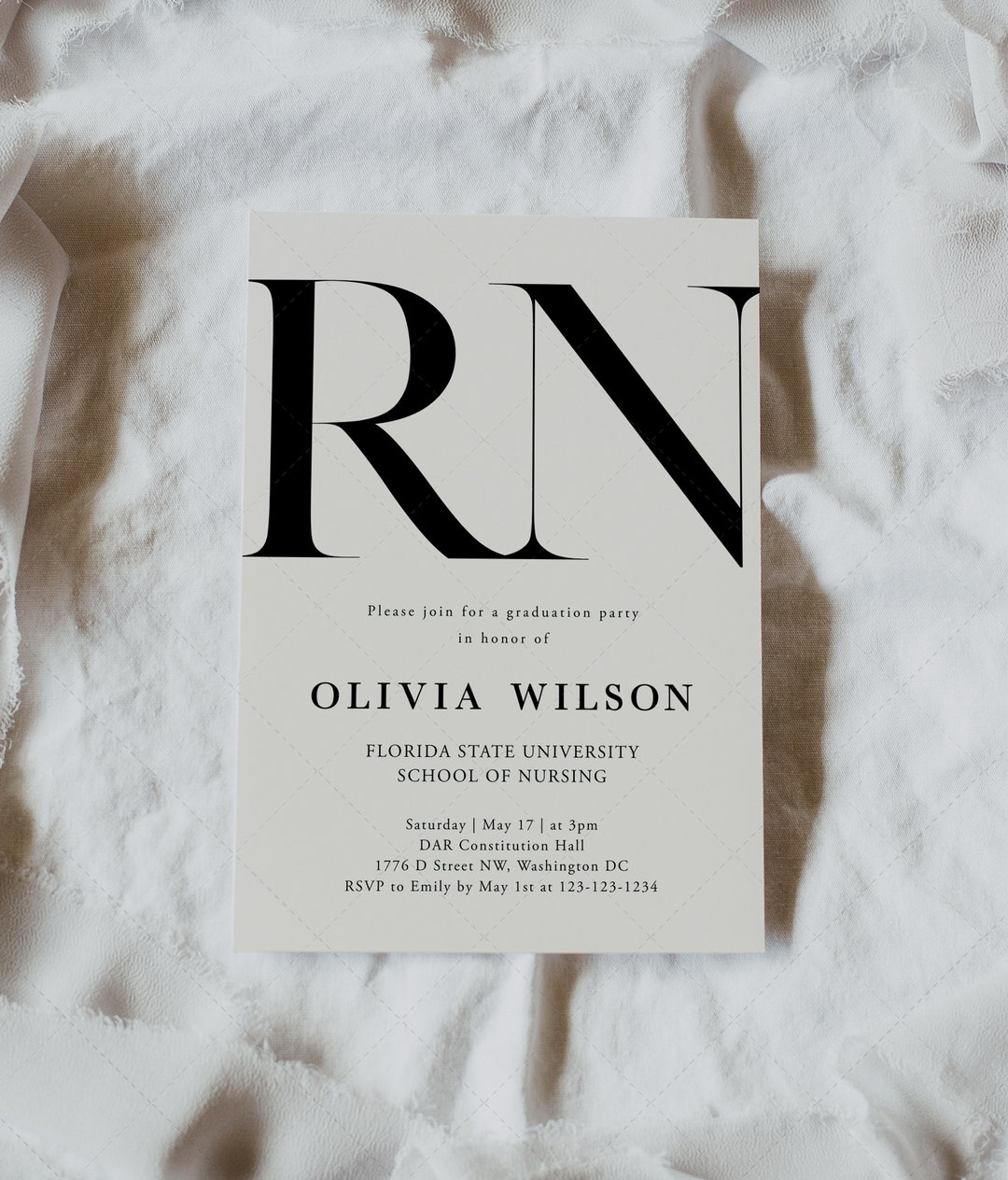 Modern RN Graduation Invitation: Minimalist Nursing Party (editable ...