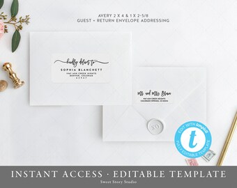 Wedding Guest Addressing Return Address Label Template Set | Etsy