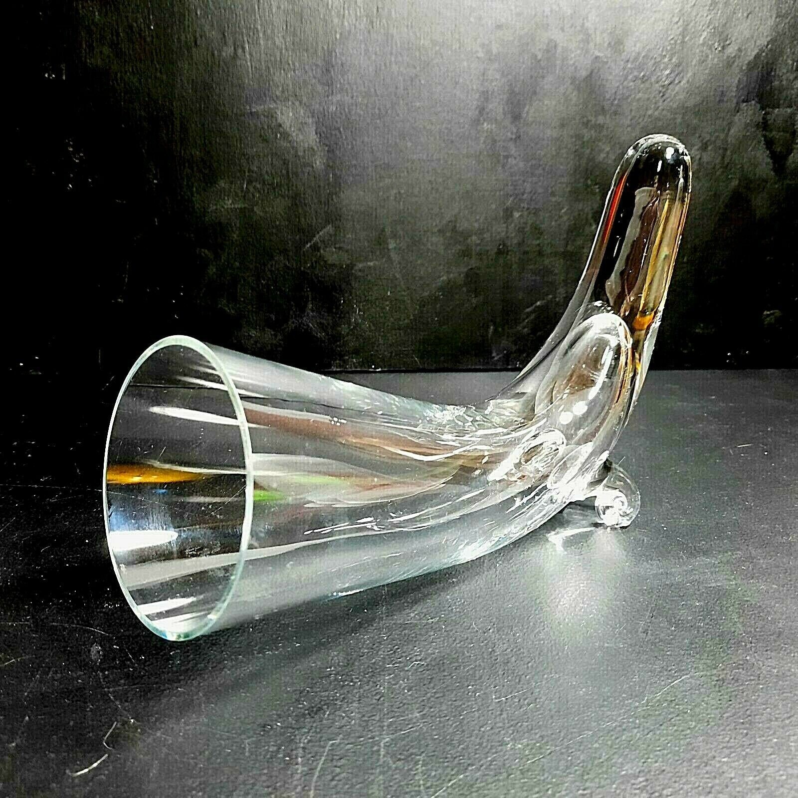 Blown Glass Clear Cornucopia With Applied Feet Thanksgiving | Etsy