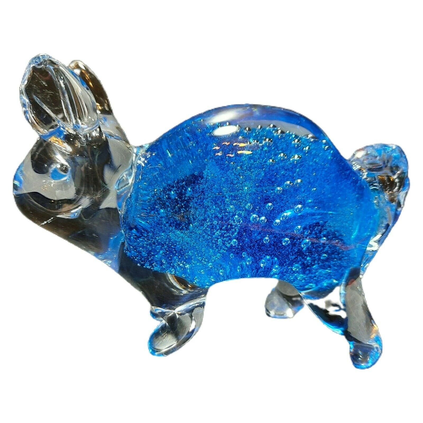 Art & Collectibles Blue Glass Bunny Figurine Vintage Blown Glass Blue ...