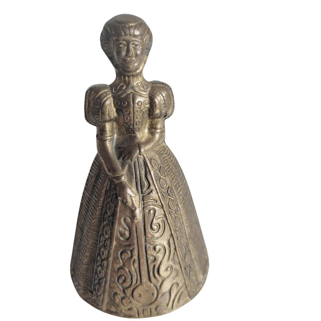 Antique Bronze Brass Maiden Victorian Lady Bell England 4" Figural Tea ...