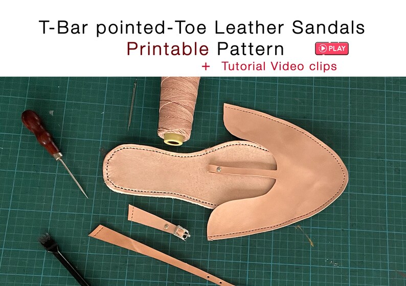 T-bar Pointed-toe Leather Sandals Shoemaking Pattern - Etsy