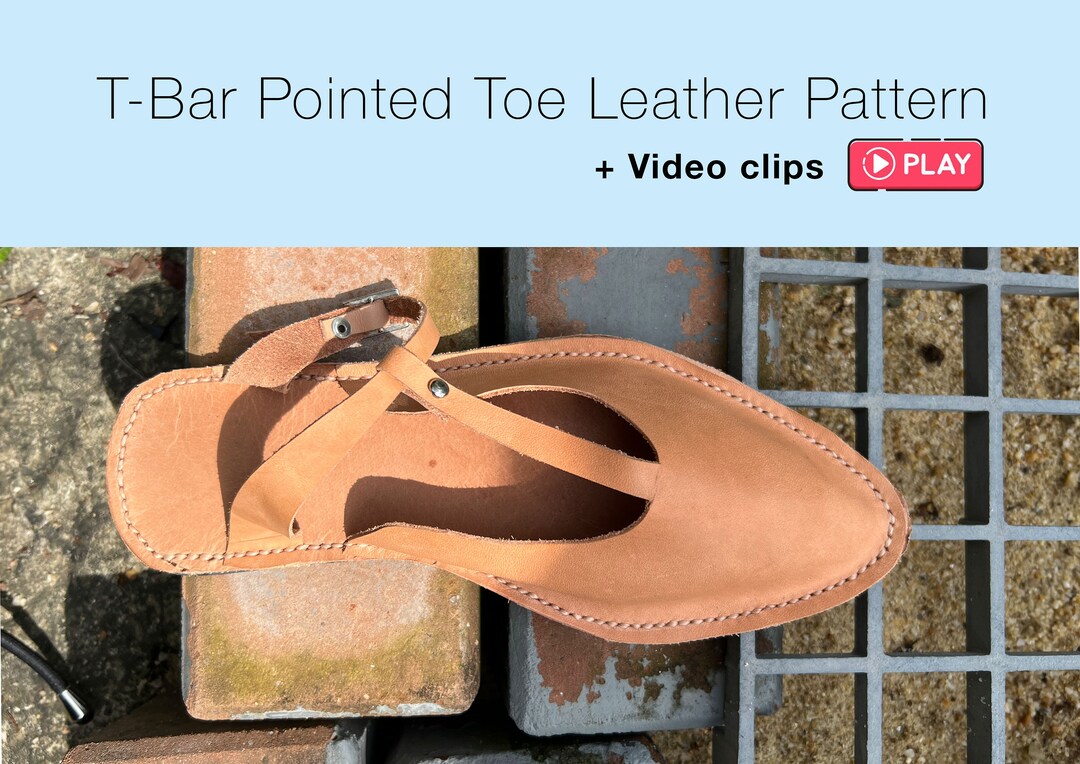 T-bar Pointed-toe Leather Sandals Printable Pattern DIY - Etsy