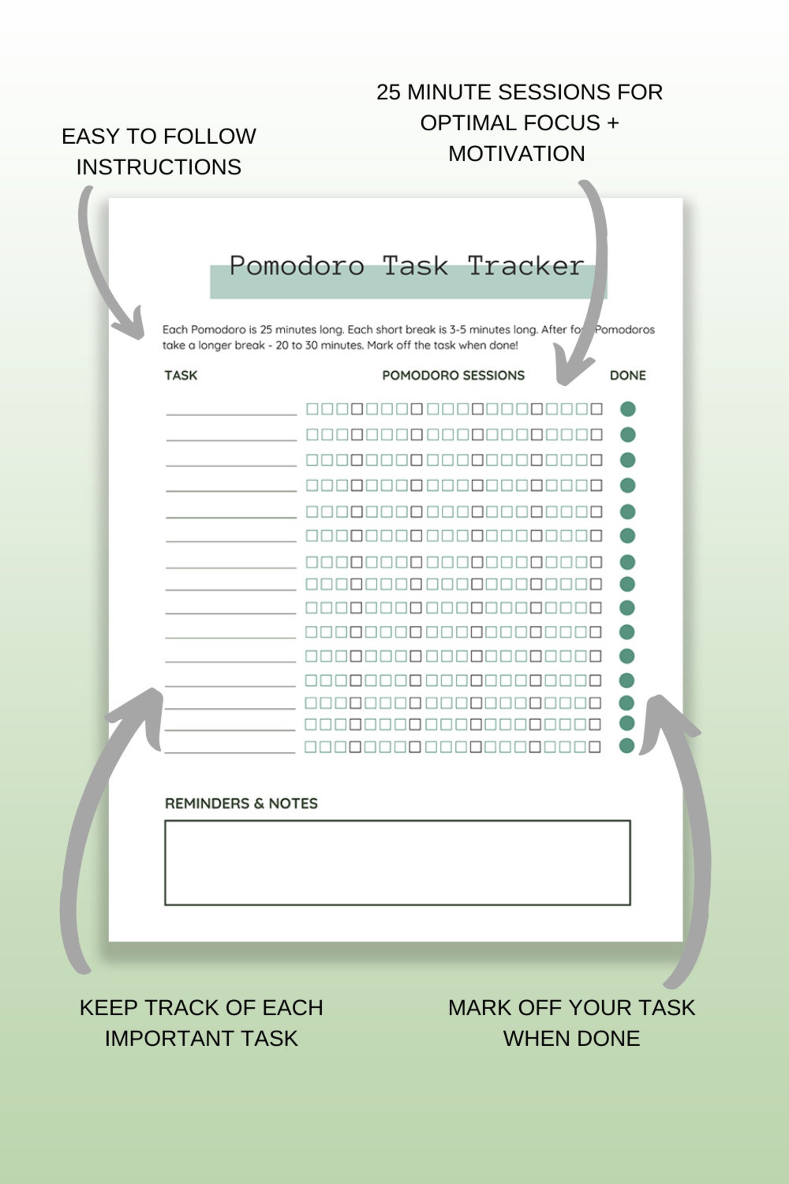 Pomodoro Task Tracker Printable: Time Management Organizer (PDF) - Etsy