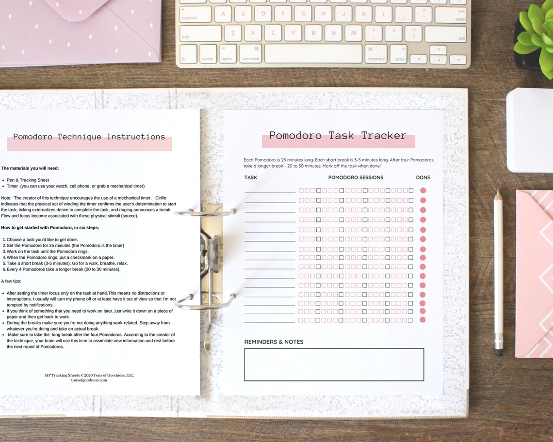 Pomodoro Task Tracker Printable: Time Management Organizer (PDF) - Etsy