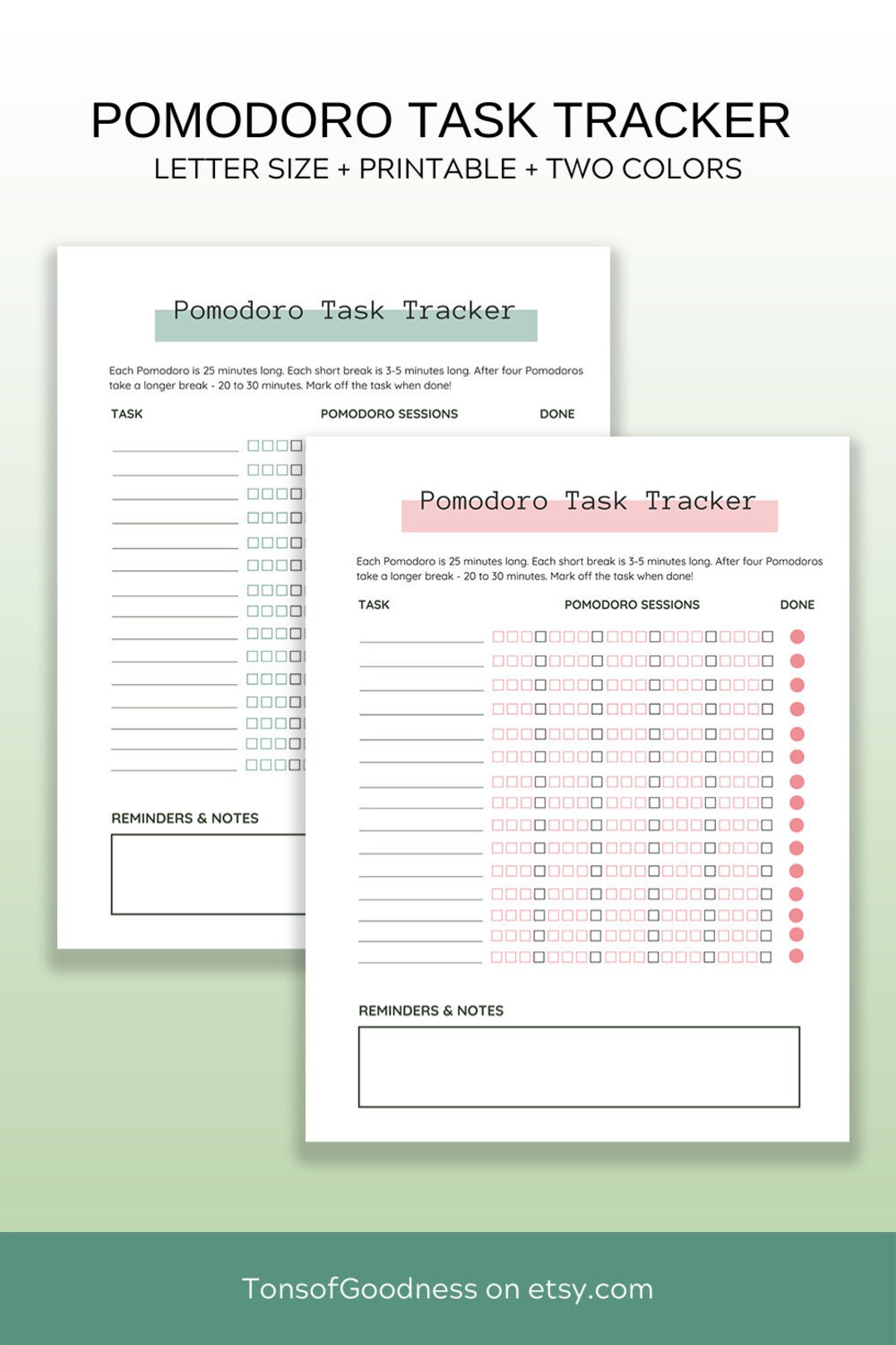 Pomodoro Task Tracker Printable: Time Management Organizer (PDF) - Etsy