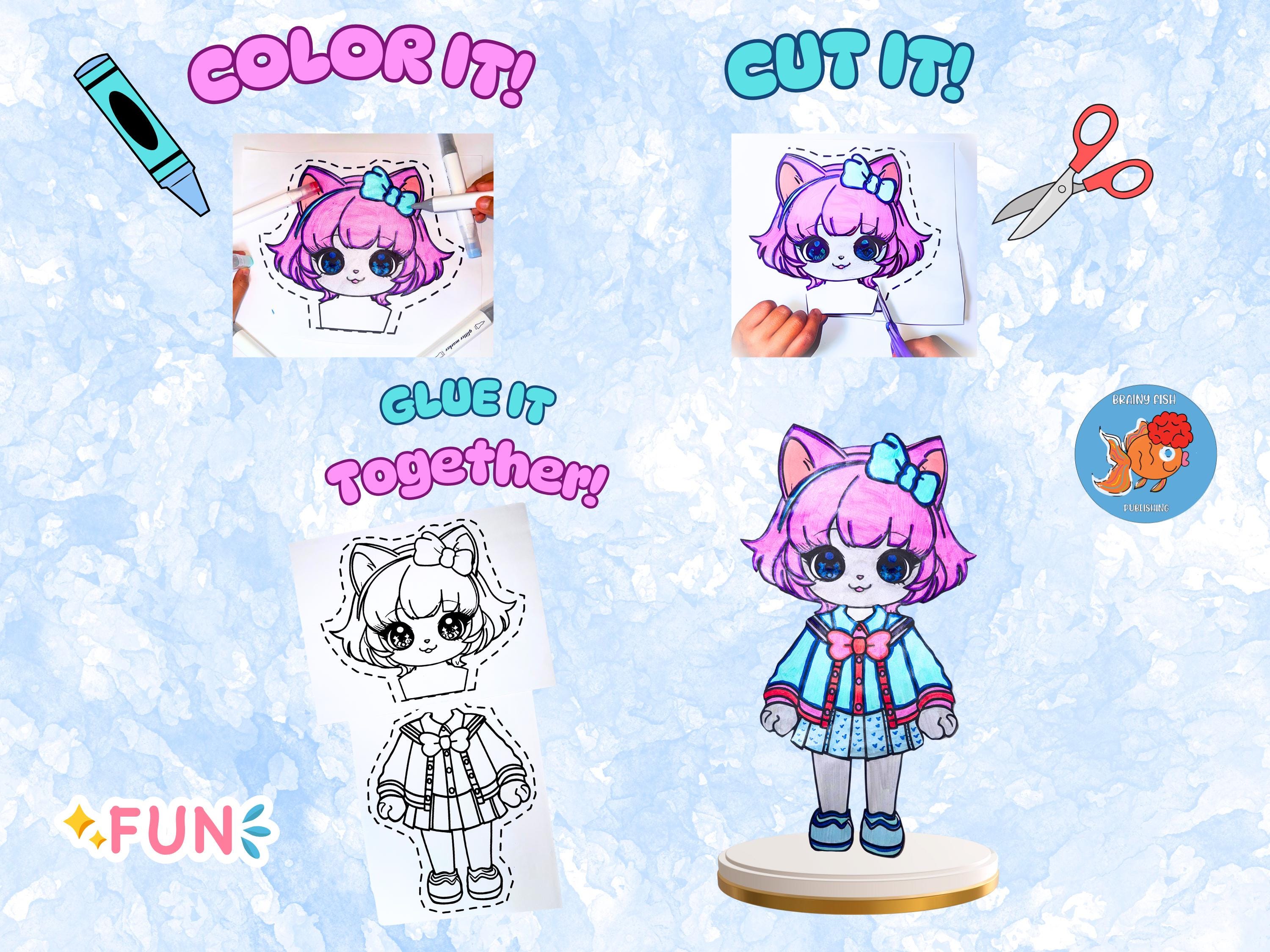 CAT-ALINA Paper Doll PRINTABLE- Kids Craft Activity- Cat Coloring Page ...