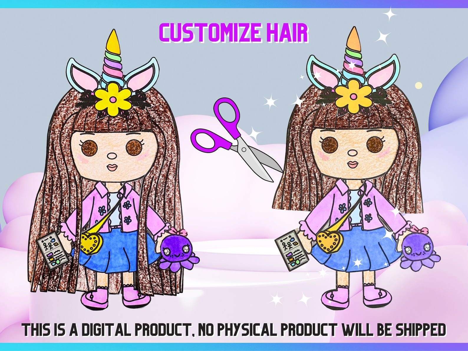 Printable Paper Doll- Uncolored Digital Pdf Instant Download- Toca Boca ...