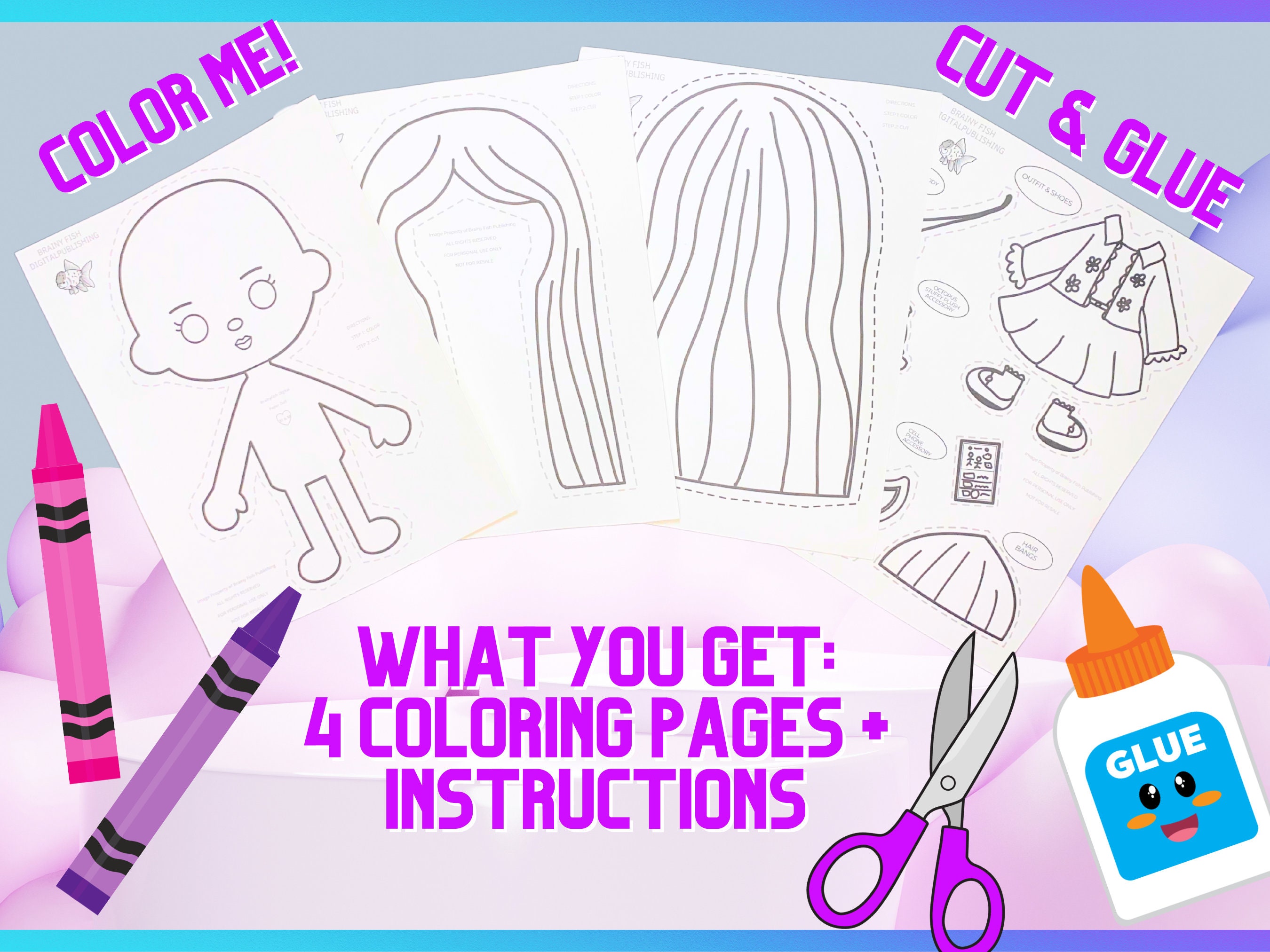 Printable Paper Doll- Uncolored Digital Pdf Instant Download- Toca Boca ...