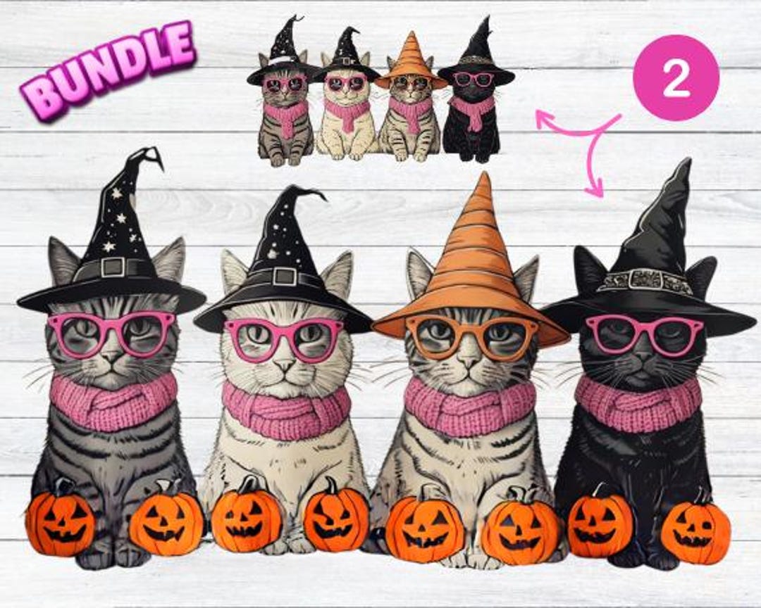 Cute & Spooky Cat Art - Printable Halloween Kitties - Etsy