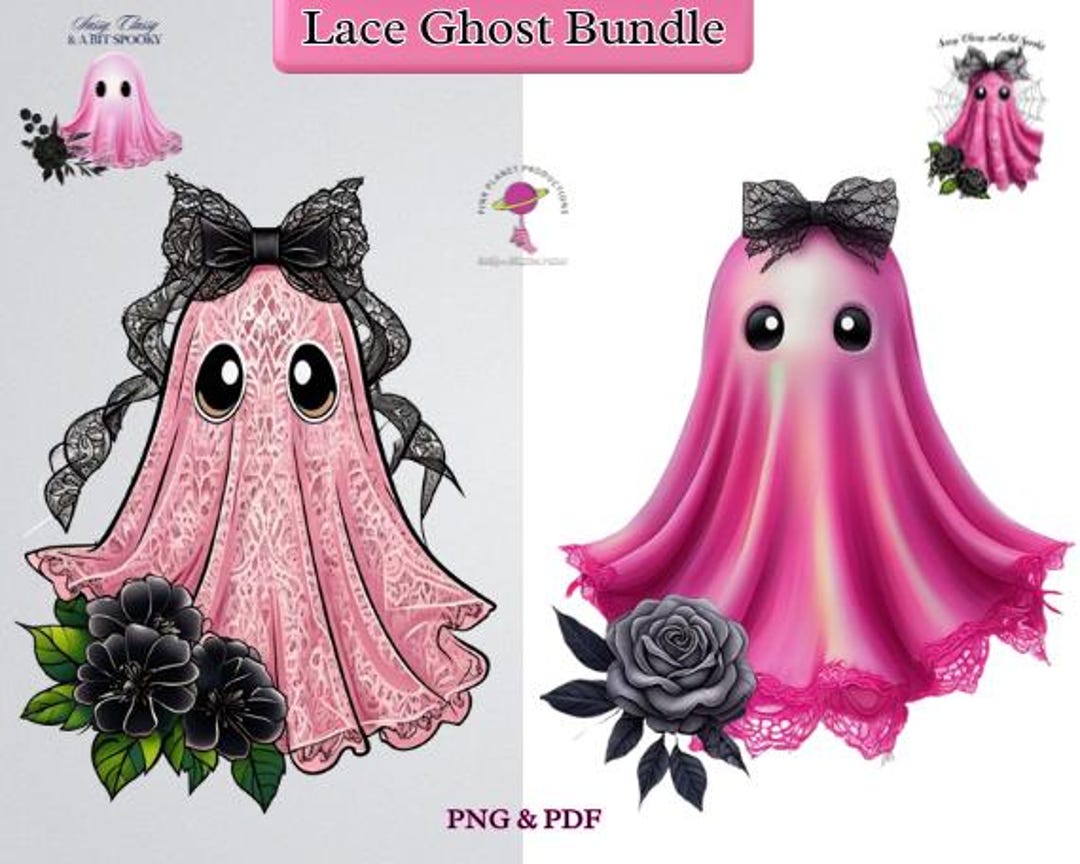 Cute Lace Ghost Bundle PNG PDF- Fancy Ghost Png, Lacey Ghost Png, Ghost ...