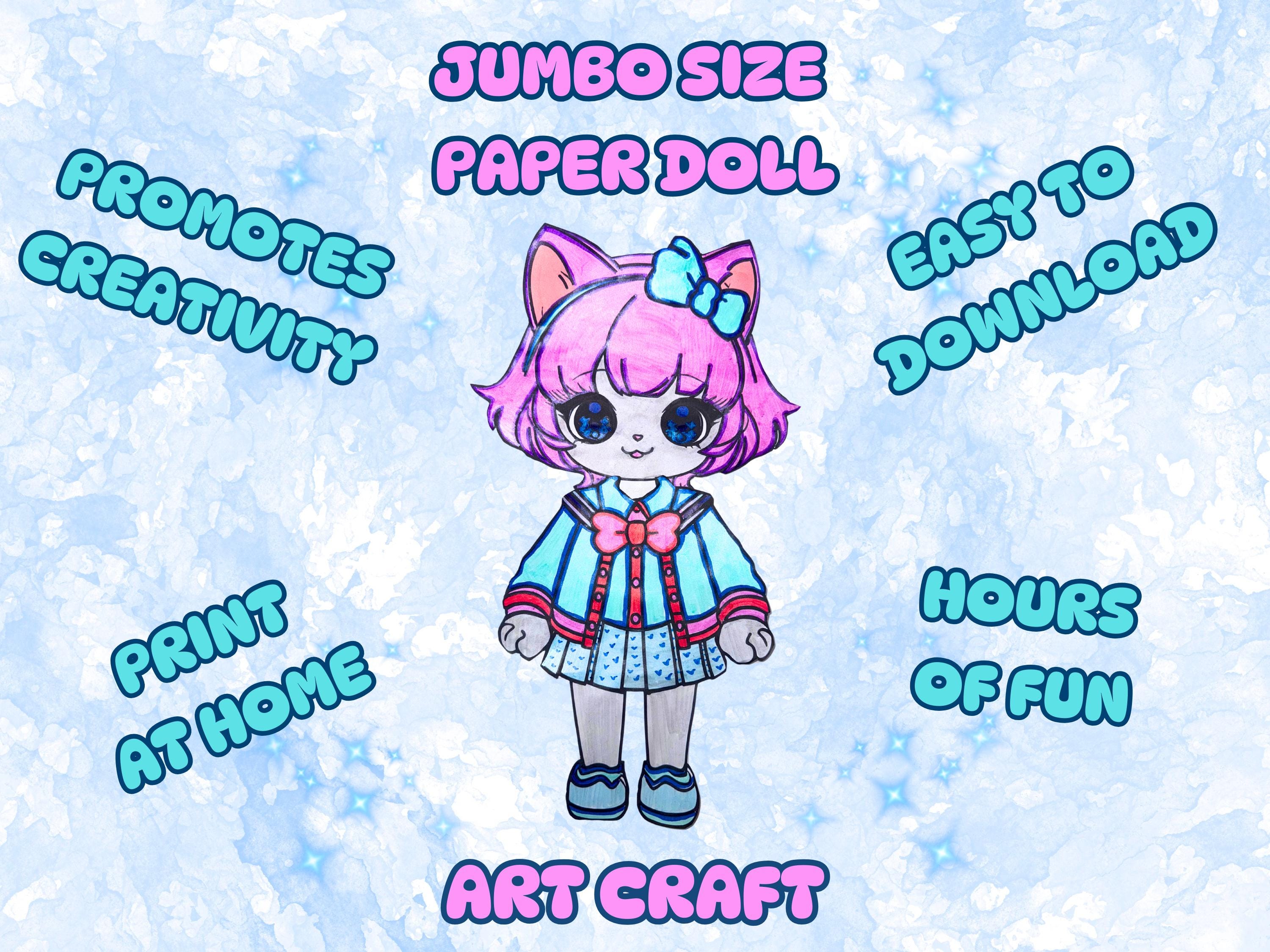 CAT-ALINA Paper Doll PRINTABLE- Kids Craft Activity- Cat Coloring Page ...