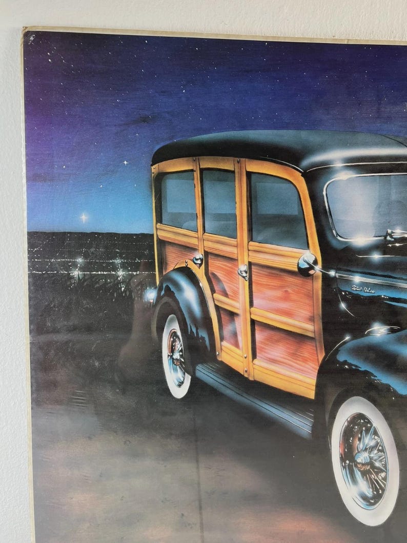 Vintage 1980 Mike Pickel Litho Car Poster - FORD WOODIE GM056 - 28" X ...