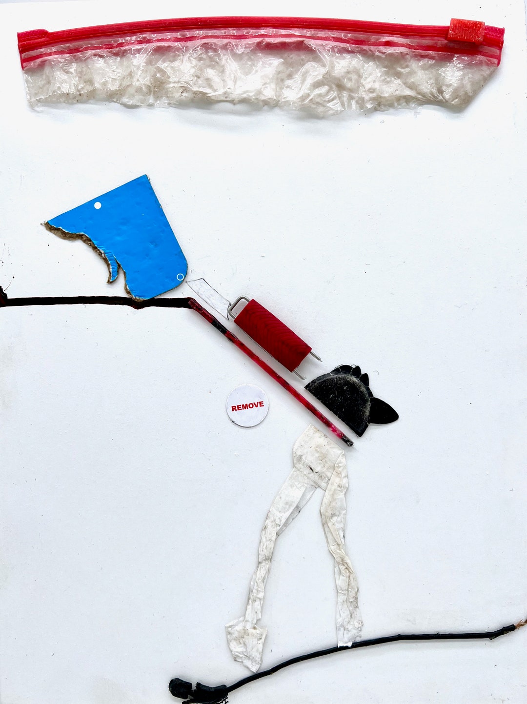 Original Mixed Media Found Object Collage: Ink Figure Painting, 9x12 - Etsy