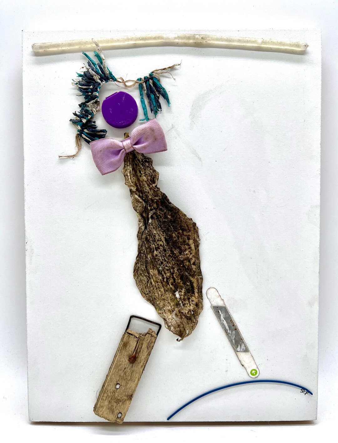 ALL TRICKED OUT Found Object Painting Figure Collage - 9 X 12 - - White ...