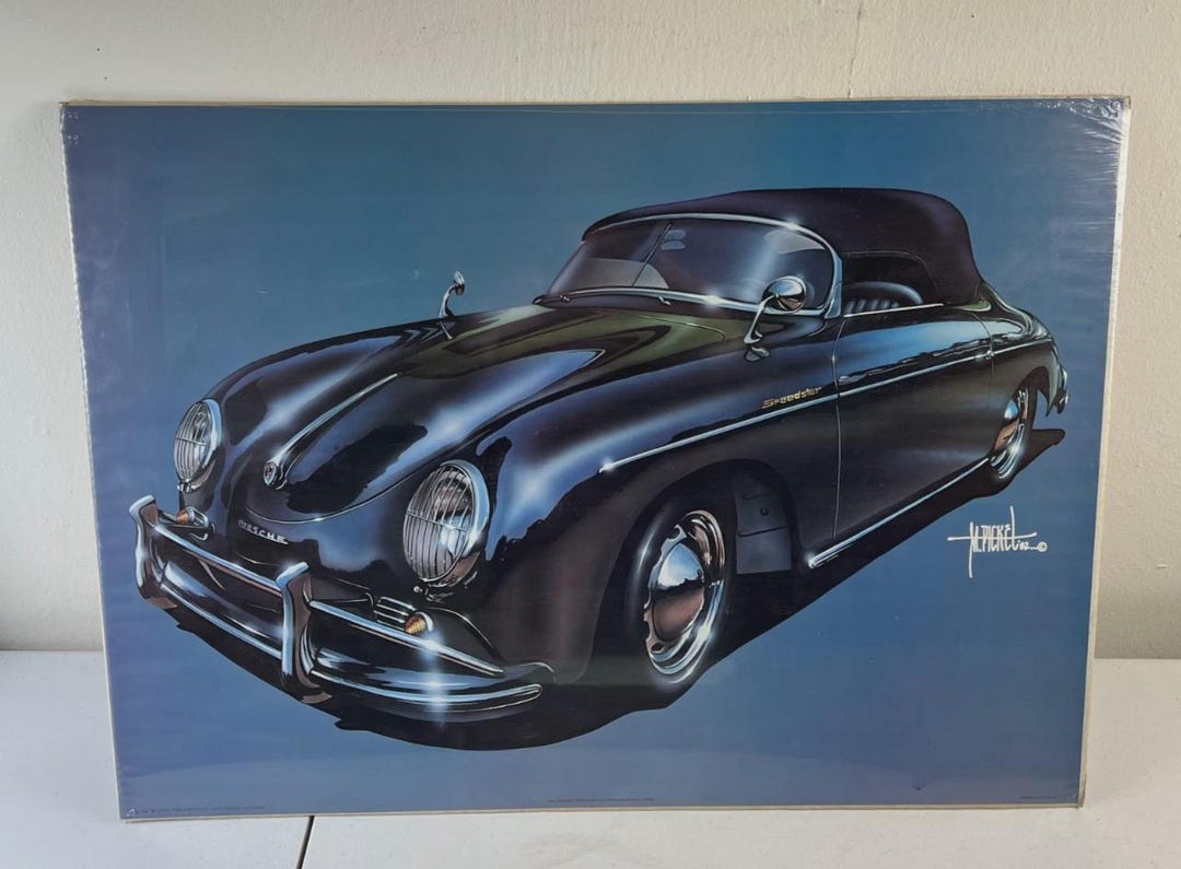 Vintage 1980 Mike Pickel Car Poster - 1956 PORSCHE SPEEDSTER GM062 - 28 ...