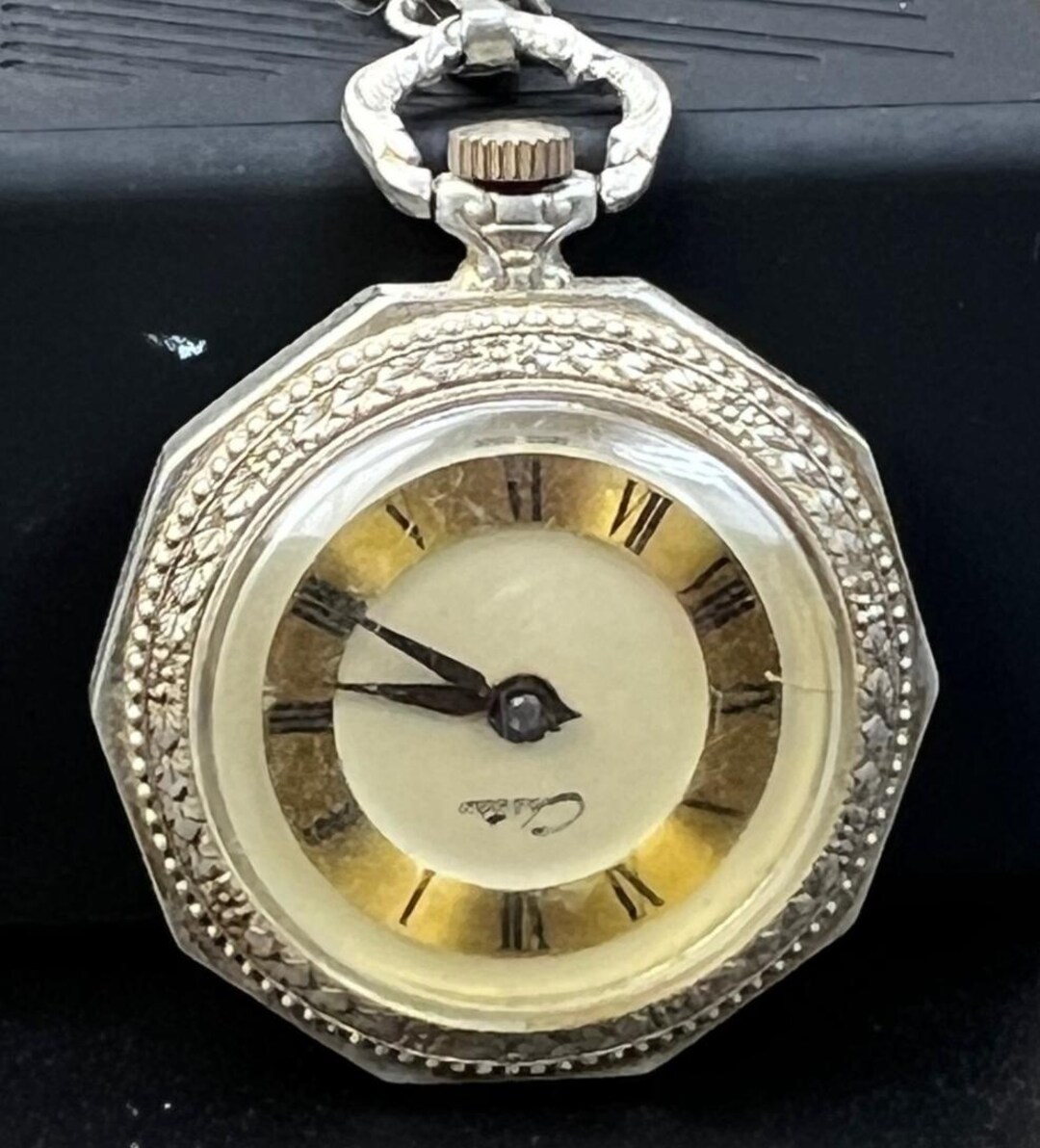Vintage CHATEAU Pocket Watch Fob Gold Silver Toned W/ Chain - Not ...