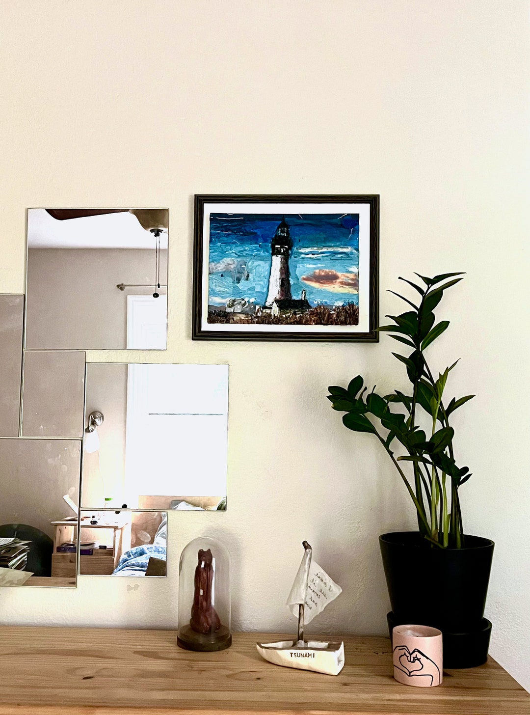 HOMEWARD FOUND Yaquina Head Lighthouse Mixed Media Found Object Collage ...