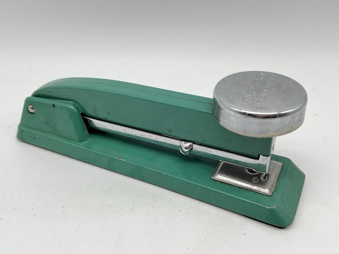 Vintage Acco MONARCH Heavy Duty Stapler W Round Metal Circle -rare Teal ...