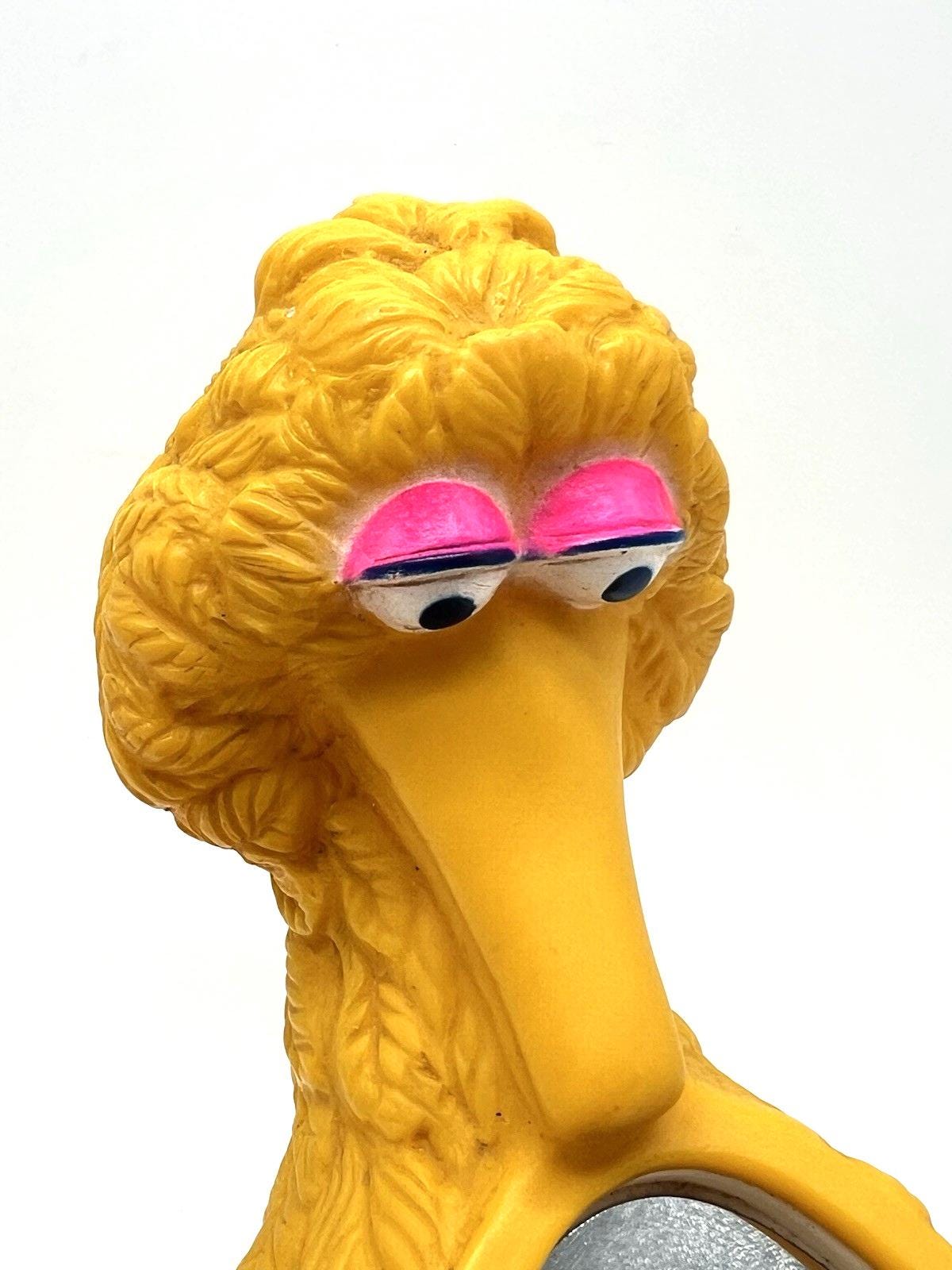 Vintage 1971 Big Bird Sesame Street Mirror Yellow Pink Kids Bell Rattle ...