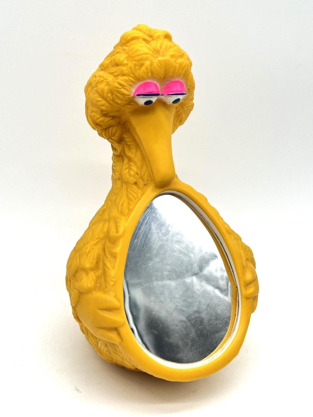 Vintage 1971 Big Bird Sesame Street Mirror Yellow Pink Kids Bell Rattle ...
