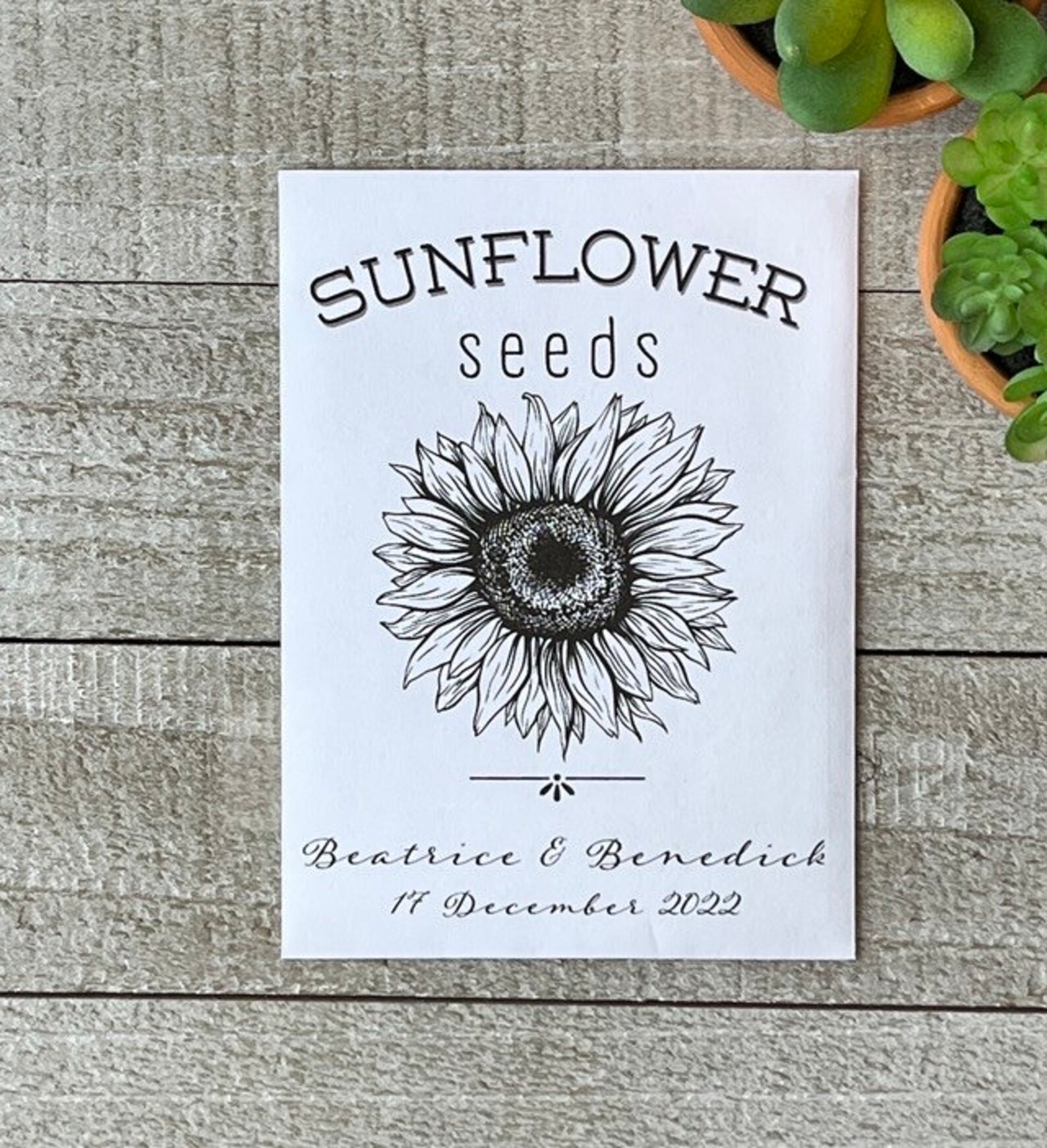 Personalized Sunflower Seed Packet Favors: Wedding, Shower, Earth Day ...