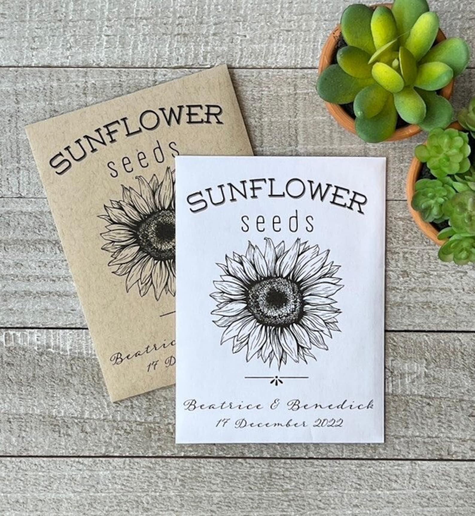 Personalized Sunflower Seed Packet Favors: Wedding, Shower, Earth Day ...