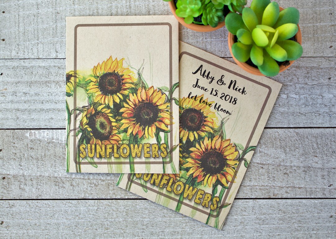 Sunflower Seed Kraft Packets in Bulk, Wedding Favor, Personalized Seed ...