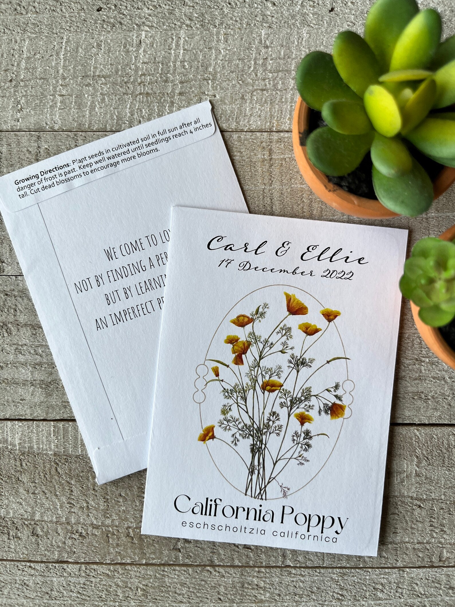 California Poppy Seed Packet Favor for Wedding Bridal Baby - Etsy