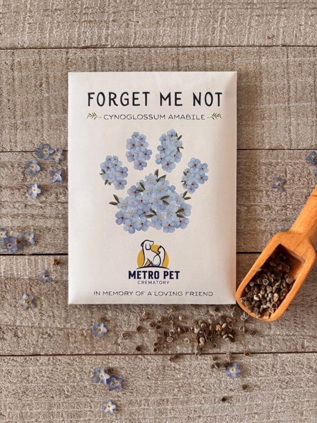 Forget Me Not Seed Packet Pet Memorial Favor: Paw Print Sympathy Gift ...