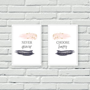 Navy and Pink Wall Print, Gold, Watercolour Prints, Wall Art, Wall ...