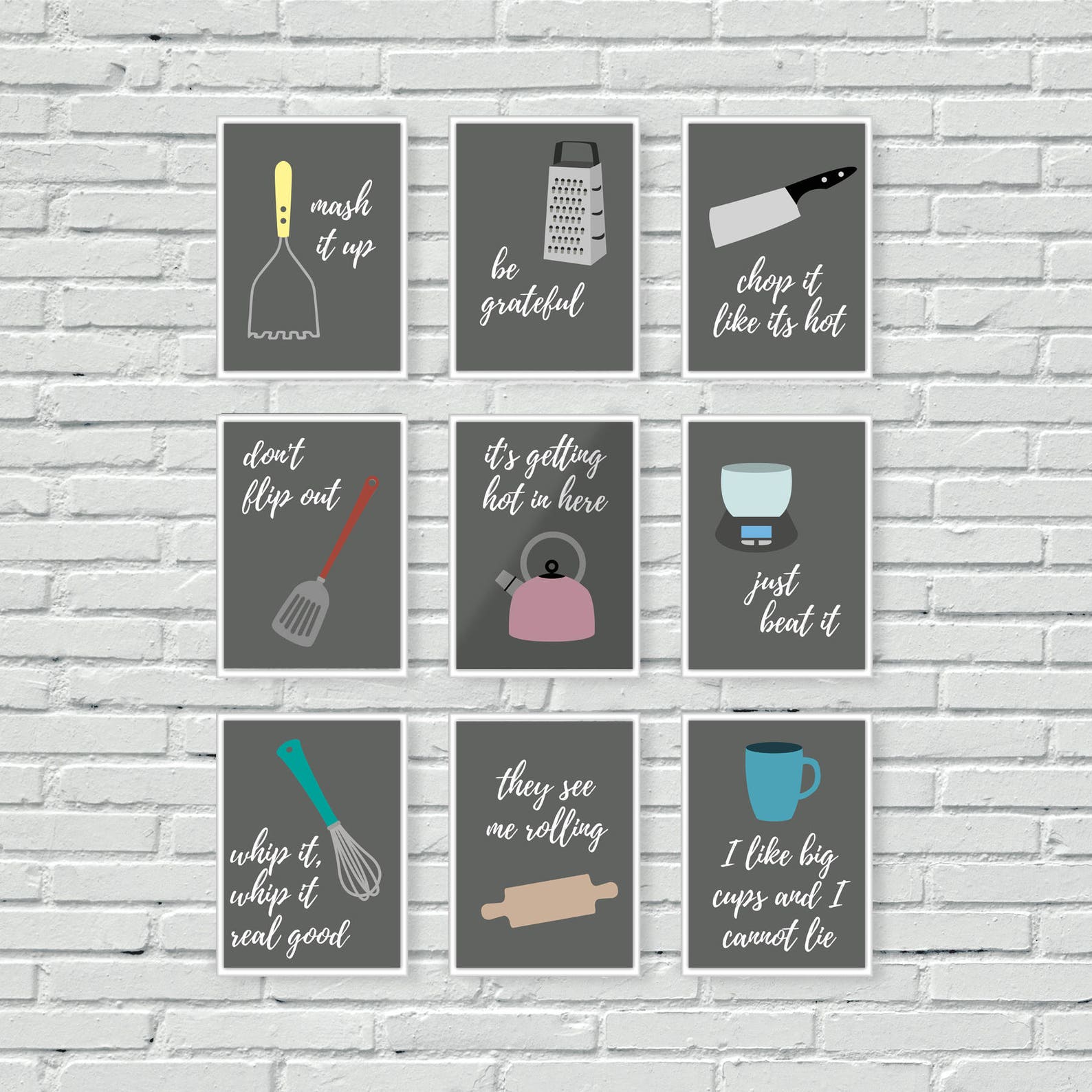 Set of Three Kitchen Prints Wall Art Quotes Lyrics - Etsy UK