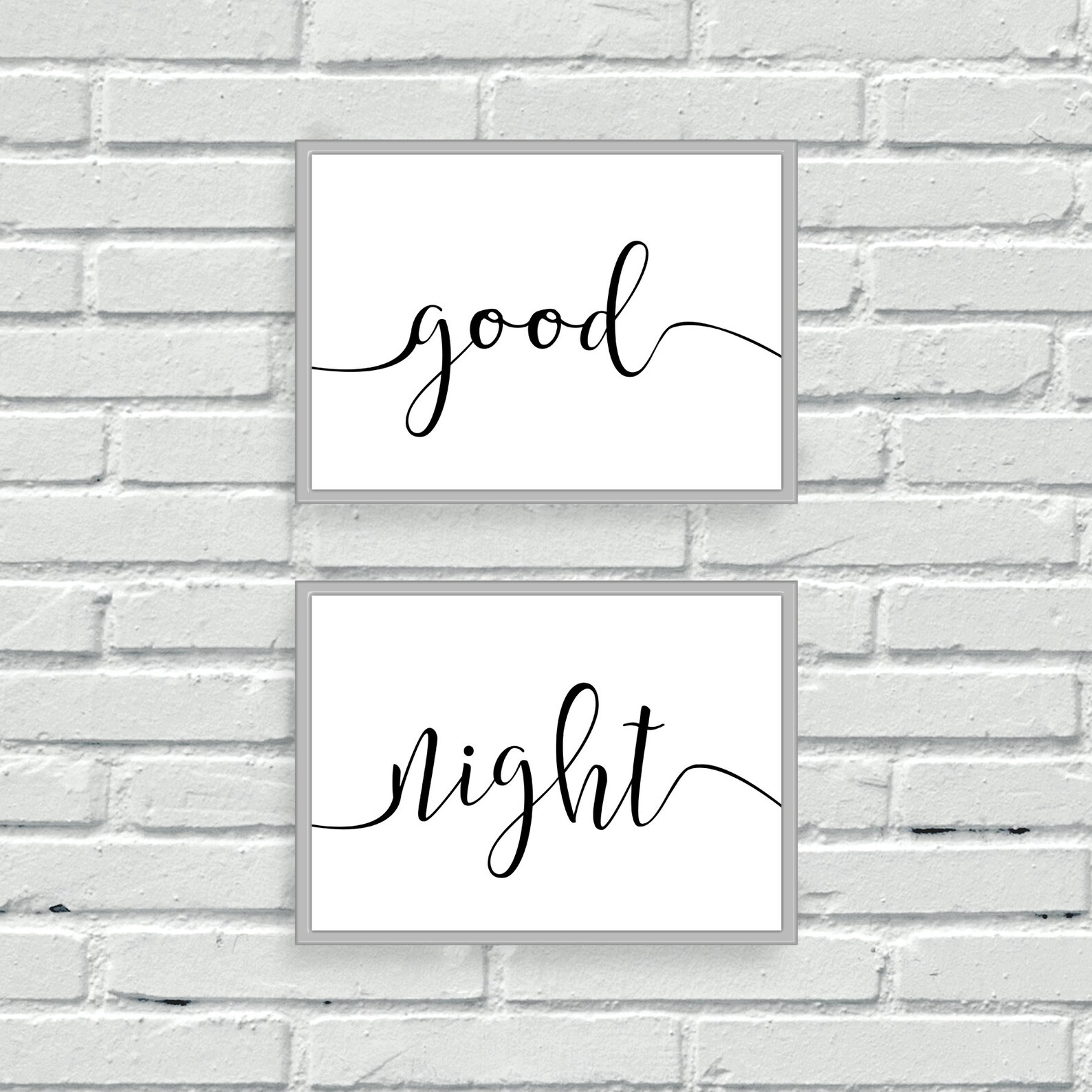 Bedroom wall art bedroom wall decor good night script font | Etsy