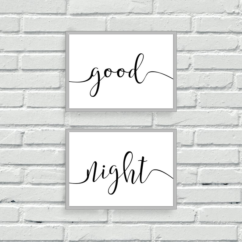 Bedroom Wall Art Bedroom Wall Decor Good Night Script Font - Etsy UK