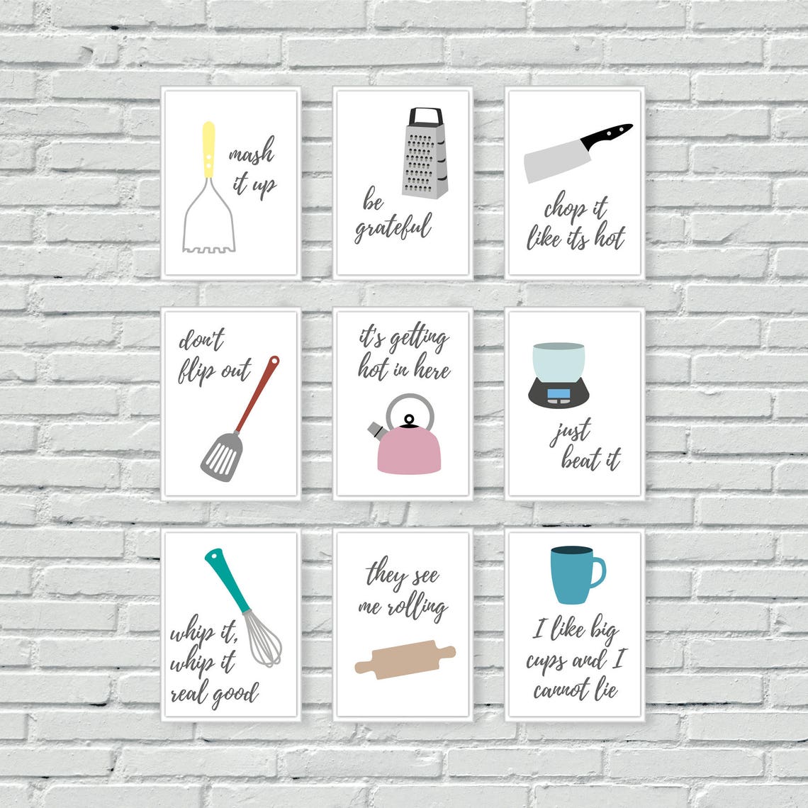 Set of Three Kitchen Prints Wall Art Quotes Lyrics - Etsy UK