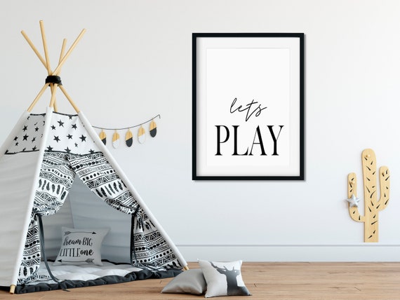 Lets play kids wall art wall print playroom nursery | Etsy
