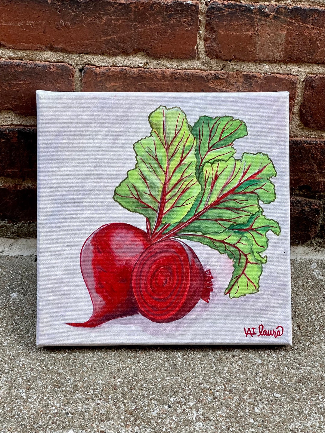 Urban Beets, Vegetable Art, Original Minimalist Acrylic Painting, Boho ...