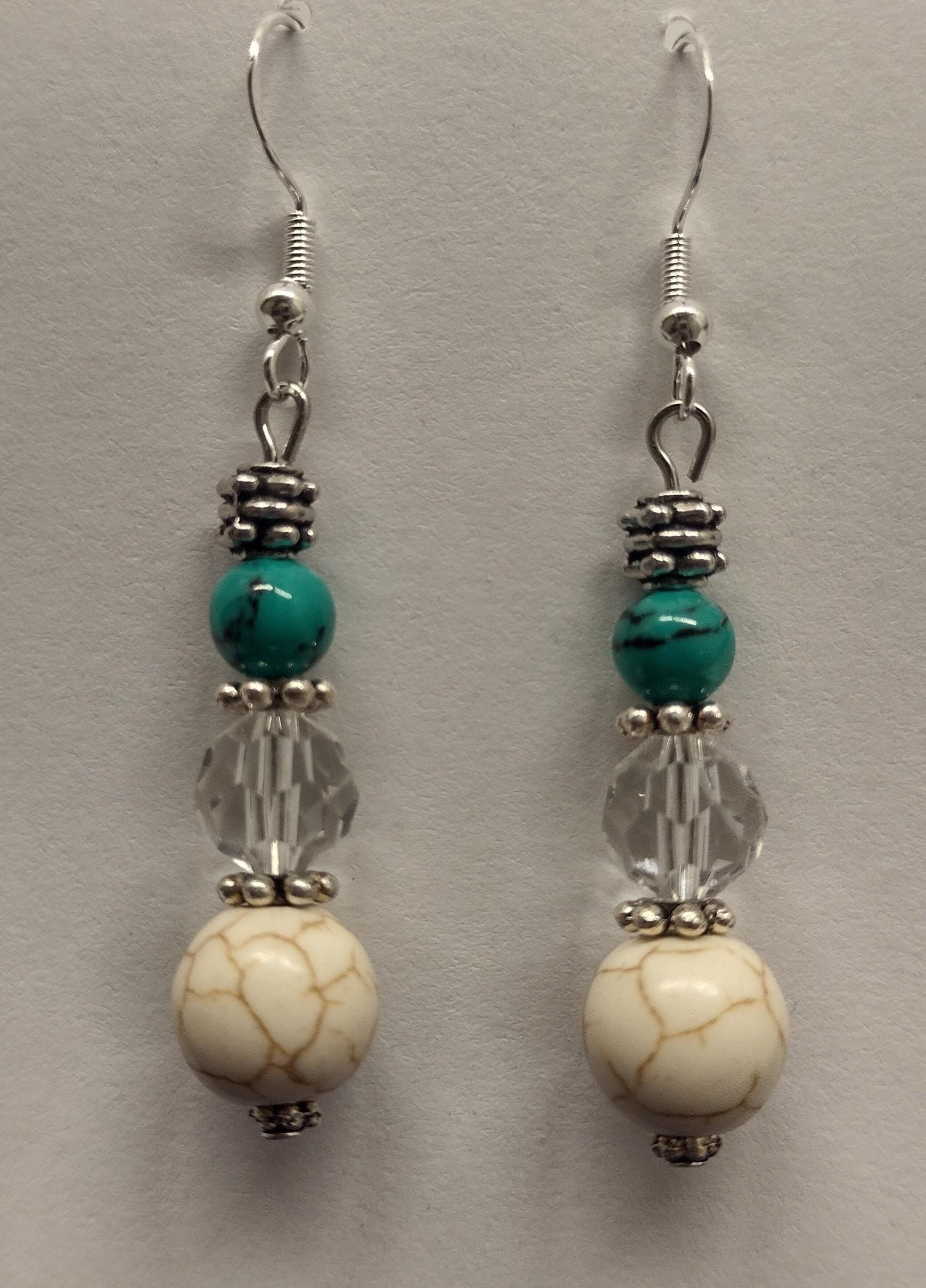 Earrings - Sterling Silver Ear Wires.- 3 Beads With Metal Spacers - Etsy