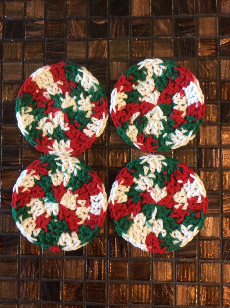 Christmas Coasters Crochet Christmas Coasters Set of 4 | Etsy