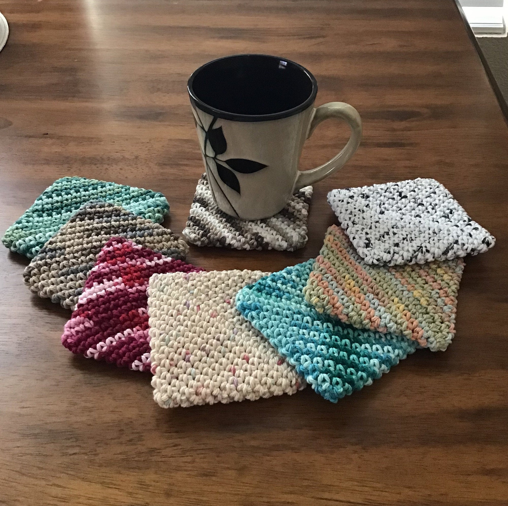 Crochet Mug Rugs. Set of 2 Double Thickness Mug Rugs - Etsy