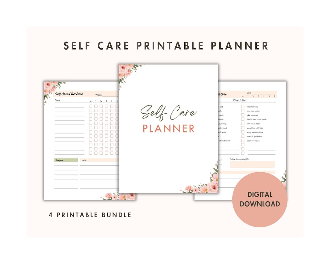 Self Care Planner Checklist | Digital Daily Well-being Journal & Habit ...